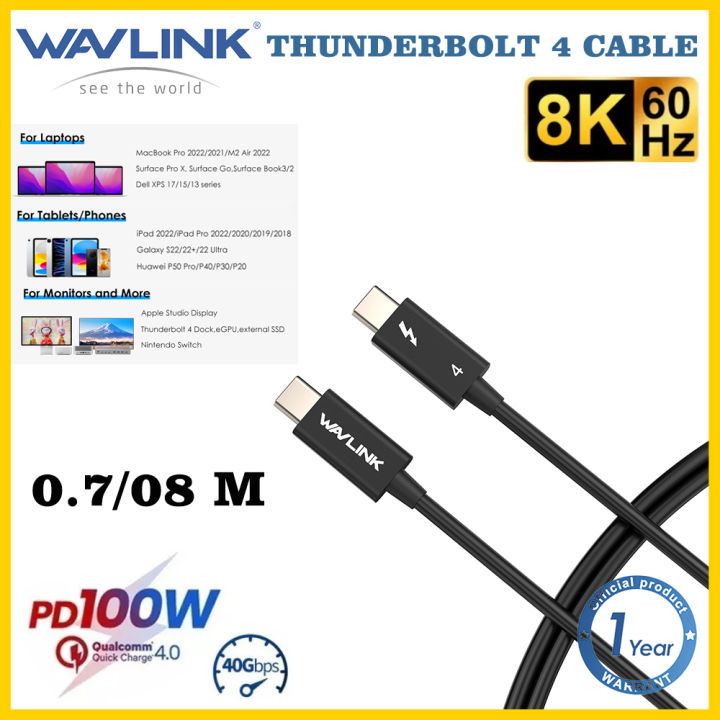 Wavlink USB C Display Port Cable Thunderbolt 4 to DP Single 8K/Dual 4K ...