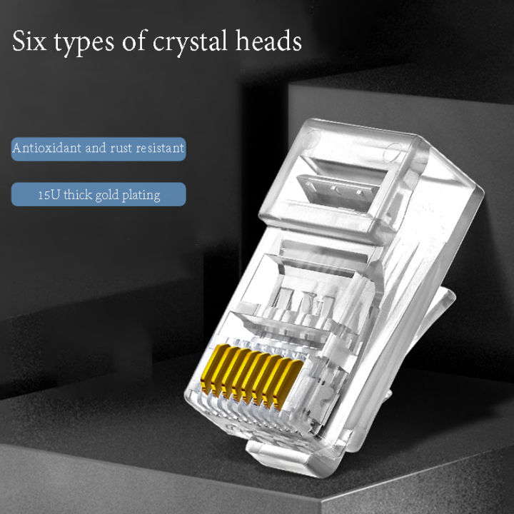 50 100pcs High Quality Rj45 Cat6 Modular Plug Connector 1000mbps Lazada