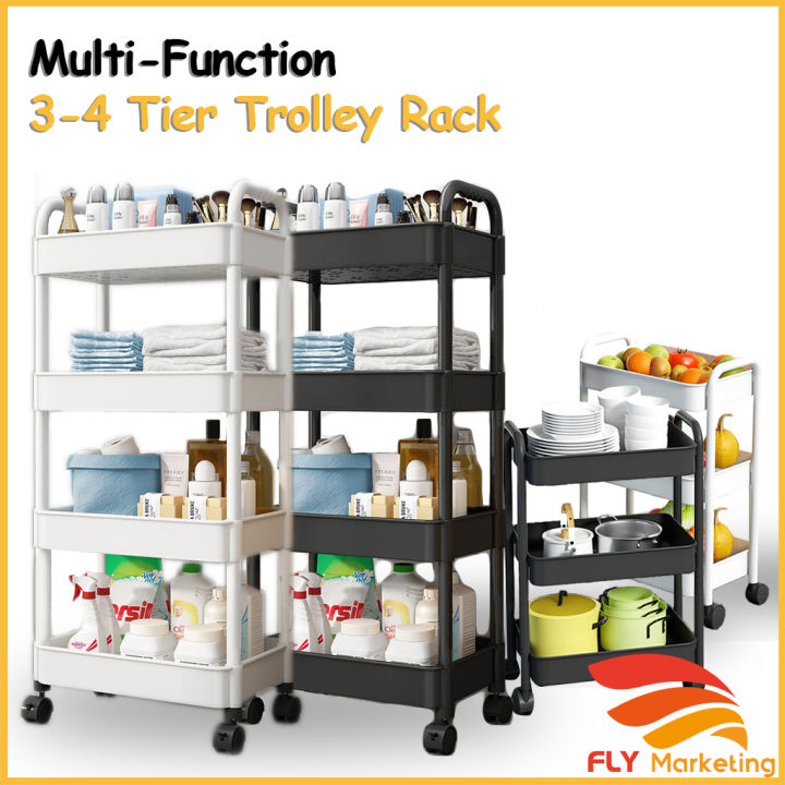 3 Tier Multifunction Storage Trolley Rack Office Shelves Home Kitchen ...