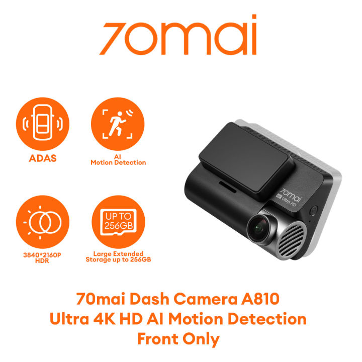 70mai A810 Ultra 4k Dashcamera | AI Motion Sensor | HDR+ | Front Only Camera | Lazada PH