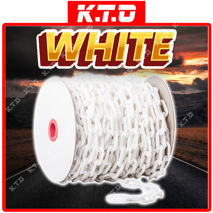 1 Roll 6mm x 20m Safety PVC Plastic Chain Barricade PVC Link Chain Gate / Rantai Plastik Pagar ...