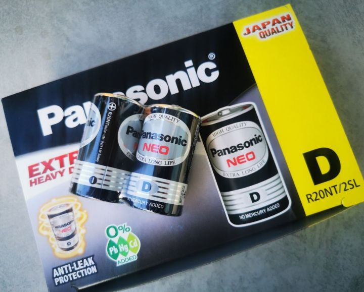 ยกกล่อง Pana D ดำ ถ่านไฟฉาย R20NT/2SL -D (แพ็ค 2 ก้อน) Panasonic NEO ...