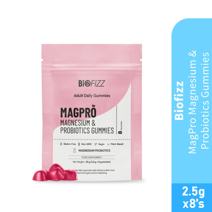 BIOFIZZ Magpro Magnesium & Probiotics Gummies 2.5g x 8's for Gut Health ...