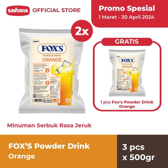 FOX'S Orange Powder Drink 3 Pcs x 500g | Lazada Indonesia