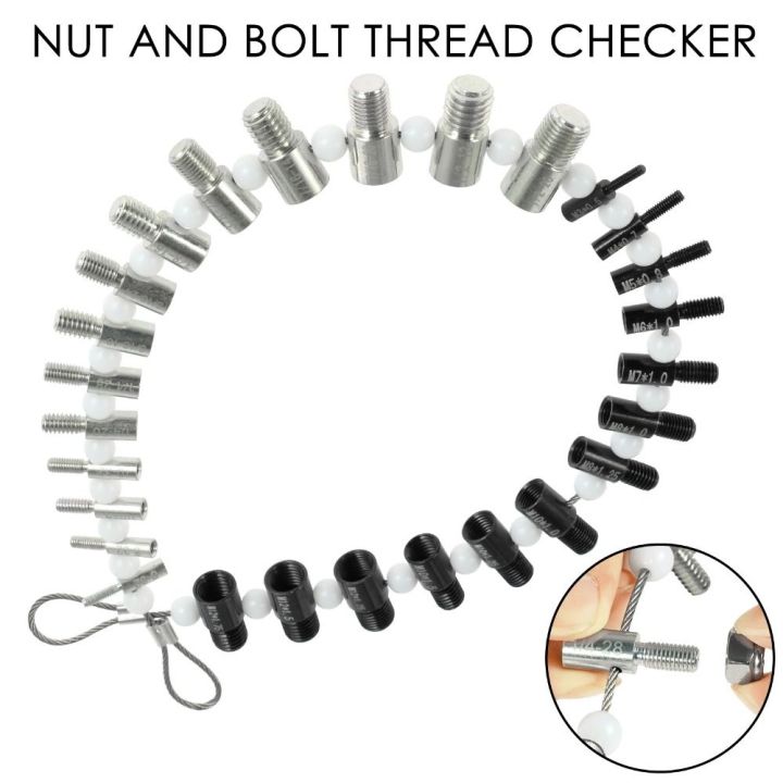 TGXDF 26Pcs Nut and Bolt Thread Checker Set Inch and Metric Size ...