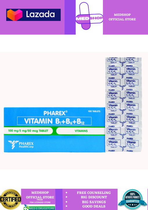 Pharex B complex tablet 20's Tusok sa kamay, Ngalay, Nerve Vitamins ...