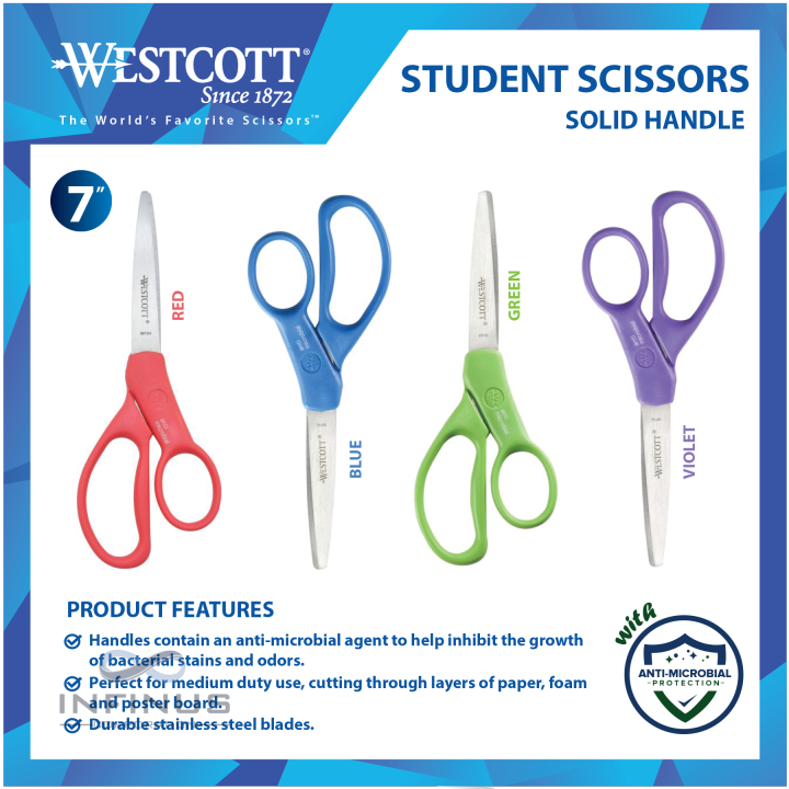 Westcott Student Solid Handle Anti Microbial Scissors | Lazada PH