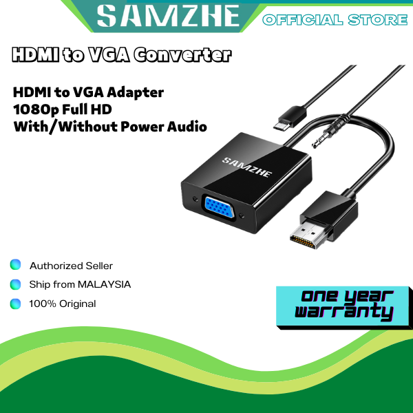 SAMZHE HDMI to VGA Adapter Converter 1080P Audio and Video Cable with ...