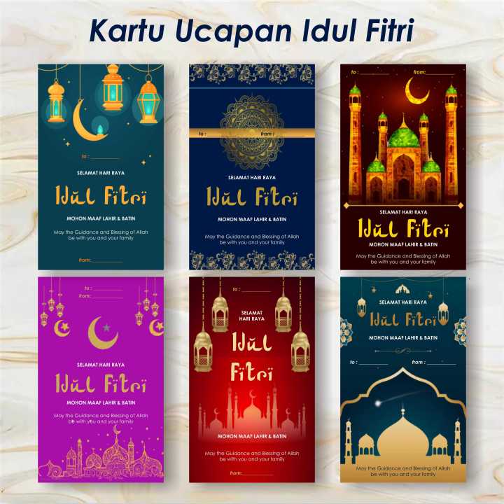 (25 Pcs) Kartu Ucapan Lebaran Idul Fitri Greeting Card Eid Mubarak ...