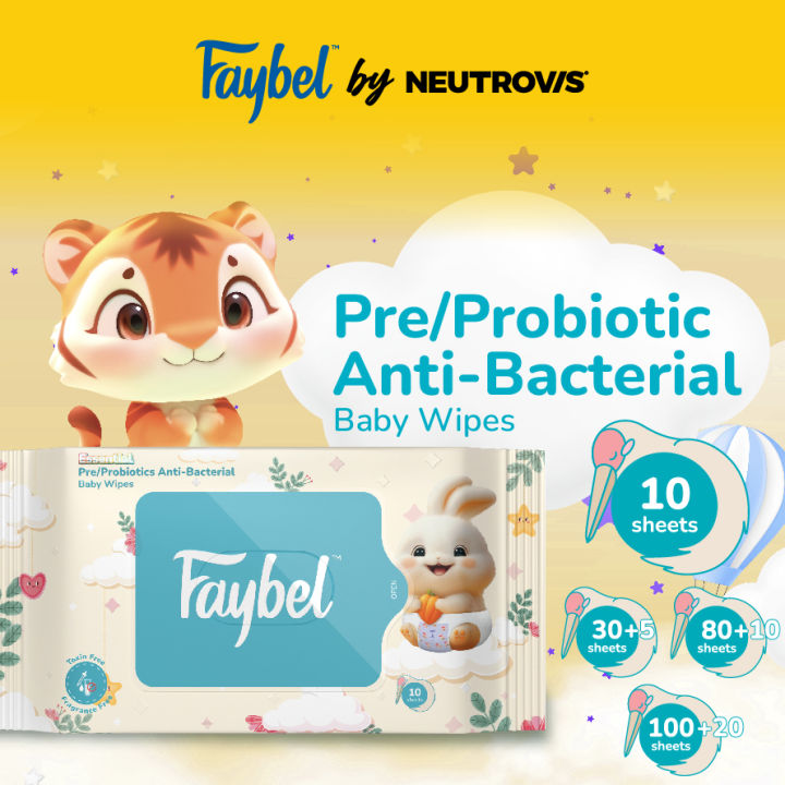 Faybel by Neutrovis Baby Wipes – Pre & Postbiotic Anti-Bacterial ...