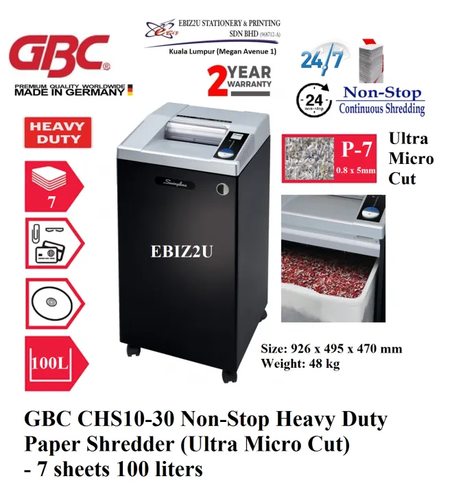 GBC CHS10-30 Non-Stop Heavy Duty Paper Shredder Ultra Micro Cut 7 ...