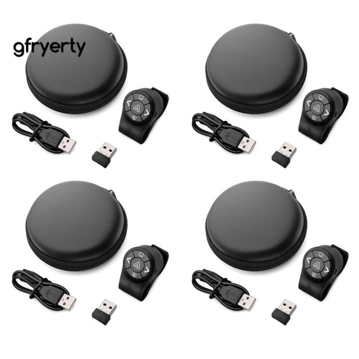 【Gfryerty】4X Wireless Presenter 2.4G Finger Ring Remote PowerPoint PPT ...