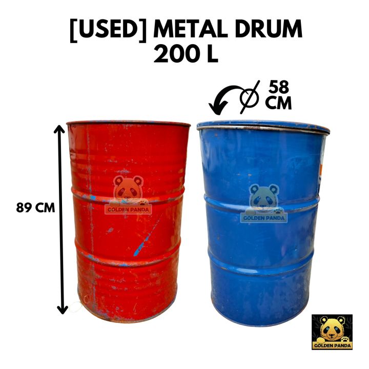 [USED] Tong Besi/Closed Top 200L Metal Barrel/Steel Drum/Tong Drum Besi | Lazada