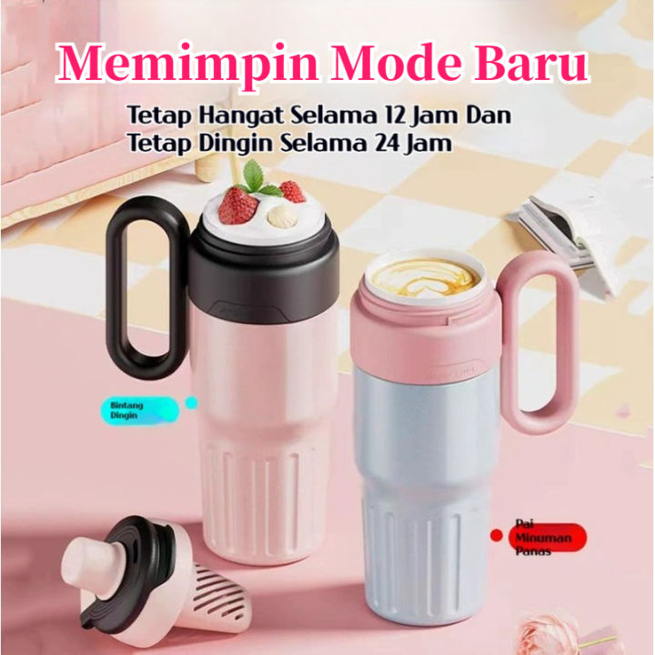 Tumbler Dinding Ganda Tahan Panas Dingin 780ML 2 Cara Minum Stainless SUS 316 Tumbler Vacuum Cup ...