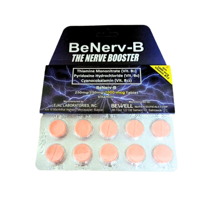 BeNerv-B Vitamin B1 + B6 + B12 10's Tablets for Nerve Supplement | Lazada PH