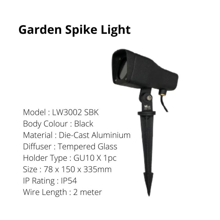 OUTDOOR GARDEN SPIKE LIGHT GU10 BULB EXCHANGEABLE WATERPROOF | Lazada