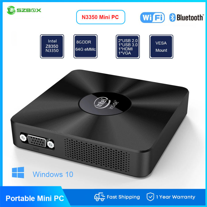 SZBOX T92C Intel N3350 Mini PC Windows 10 8GB 64GB 2.4G/5G WiFi VGA HDMI 4K Mini PC Pocket Mini ...