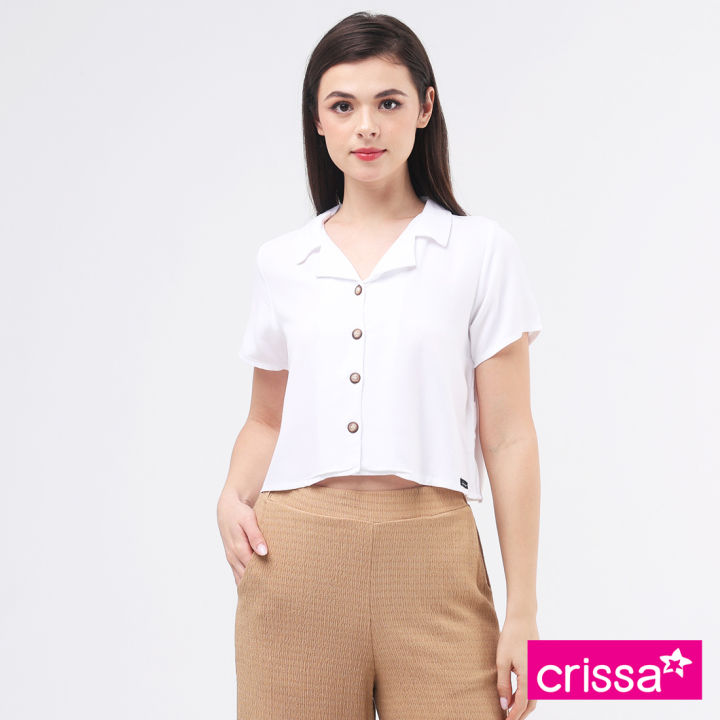 Crissa Woven Boldtwill Plain Short Sleeves Blouse CSTT25-0007 | Lazada PH