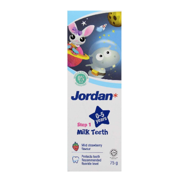 Jordan Step 1 Milk Teeth Toothpaste Ubat Gigi Strawberry Flavor 0-5 ...