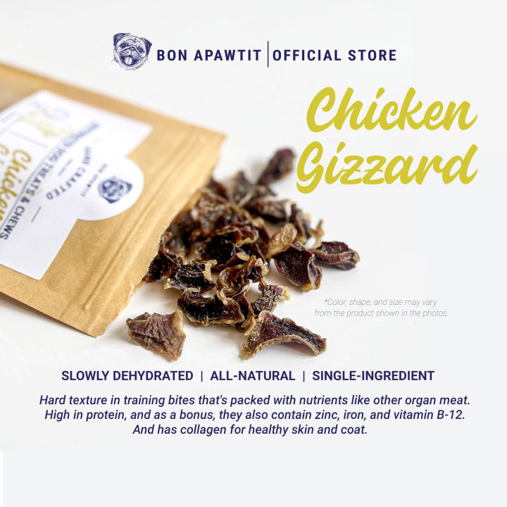 Dehydrated Chicken Gizzards All-Natural Dog Treats (50g) by Bon Apawtit ...