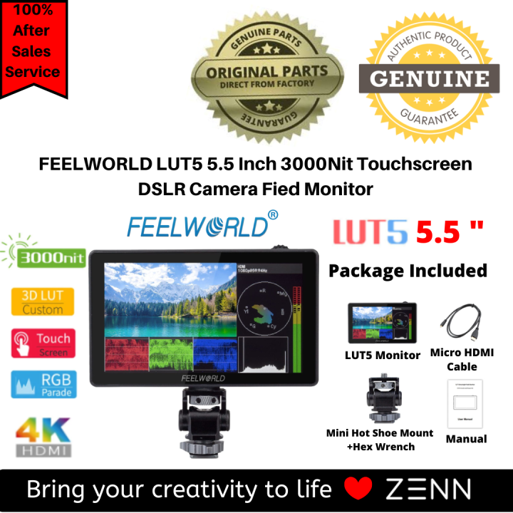 FEELWORLD LUT5 5.5 Inch 3000Nit Touchscreen DSLR Camera Fied Monitor ...