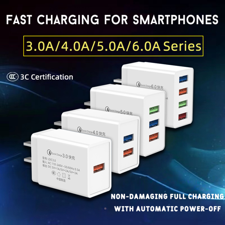 HGH QC3.0 Fast Charging Multiport USB Charger 5V2A Dual Port Android Universal Mobile Phone ...