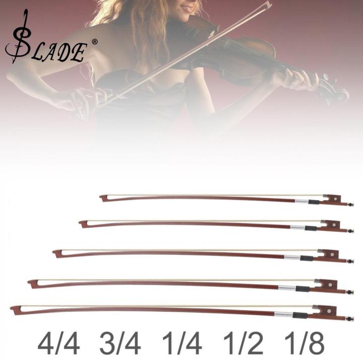 SLADE 4/4 3/4 1/4 1/2 1/8 Jujube Wood Frog Violin Bow White Horsehair ...