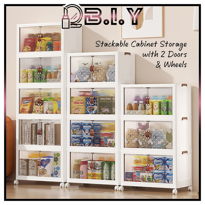 B.I.Y 1/2/3/4/5-Layer Stackable Cabinet Storage with 2-Door ...
