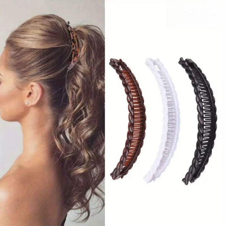 Banana Hair Clip Fishtail Shaped Hair Styling Clamp Claw Comb Pins ...