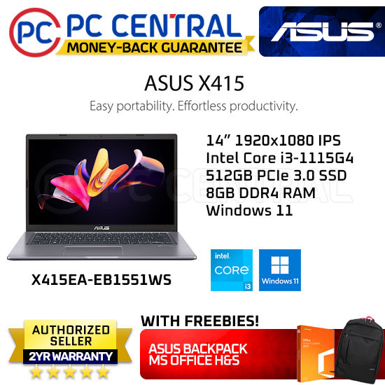 ASUS X415 (X415EA-EB1551WS) 14" Gray Intel® Core™ i3 11th Gen | 8GB RAM ...