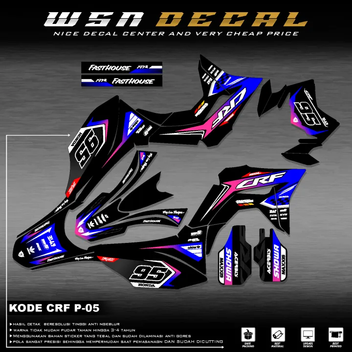 Sticker Decal Crf 150 L Full Body Decal Crf Custom Super Glossy Desain Grafis Keren WSN 005 ...