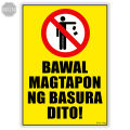 Bawal Magtapon ng Basura Dito Sign - Laminated Signage - A5 / A4 / A3 ...