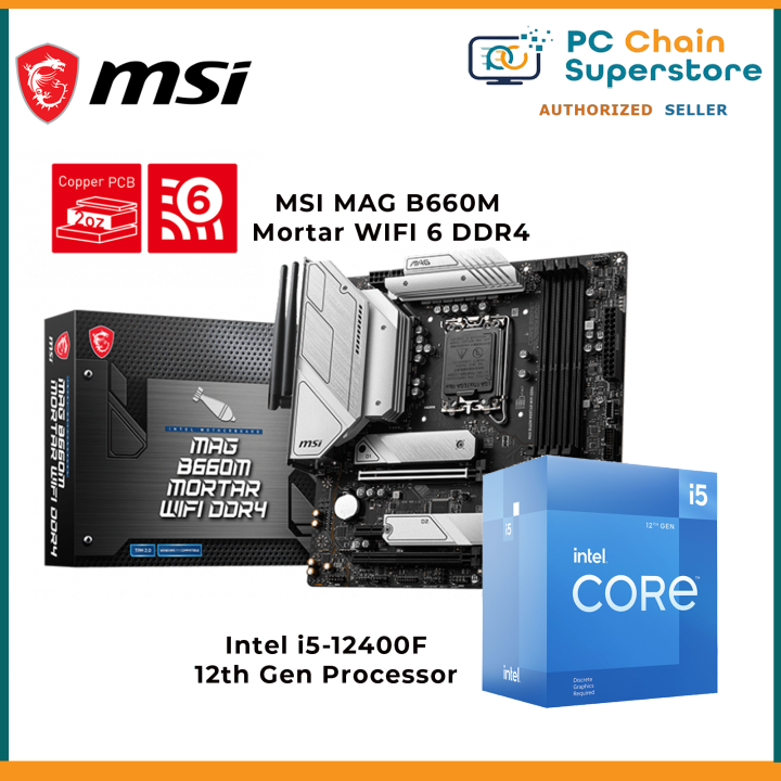 Intel i5-12400 / i5-12400F i5 12th Gen LGA1700 Processor + MSI MAG ...