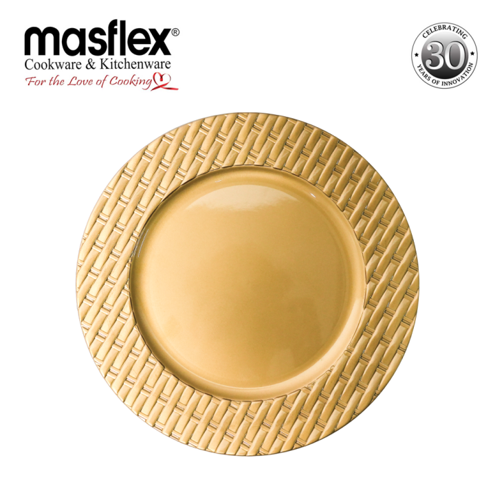 Masflex 4 Piece Charger Plate Set Golden Weave | Lazada PH