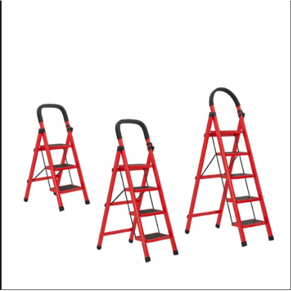 Red 3,4,5,6 Step Ladder Metal Ladder Stool Attic Unilateral Stepladders ...