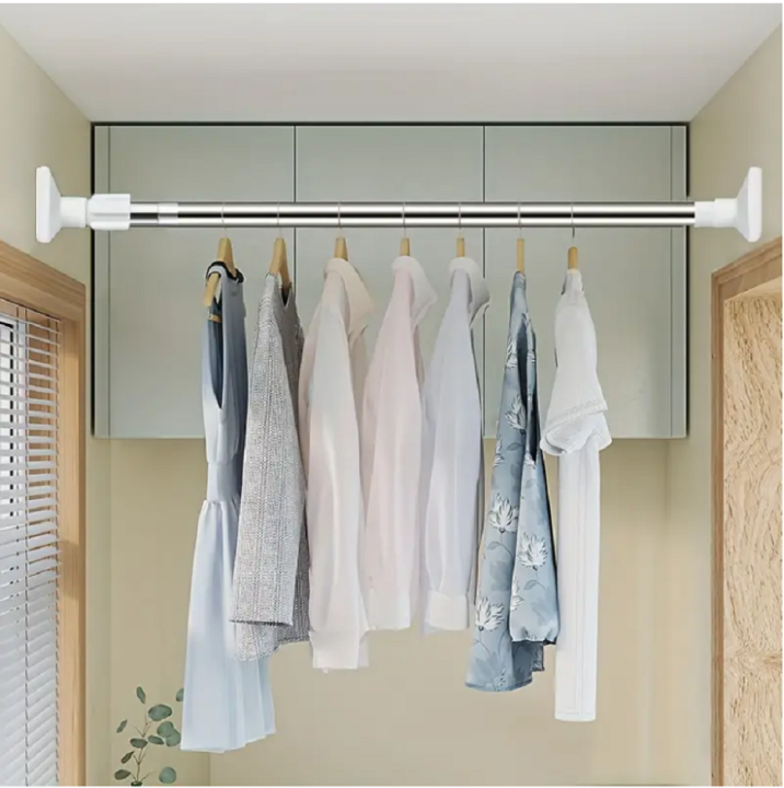 CHAINSTORE 1pc Adjustable Closet Drying Rack, Metal Bathroom ...