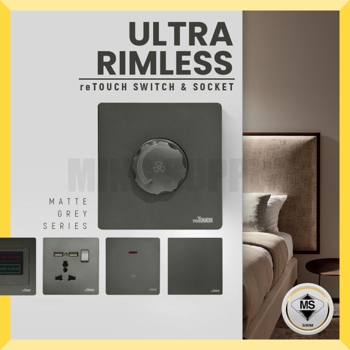 MS_ SIRIM reTouch Ultra Rimless MatteGrey Modern Wall Switch Door Bell ...