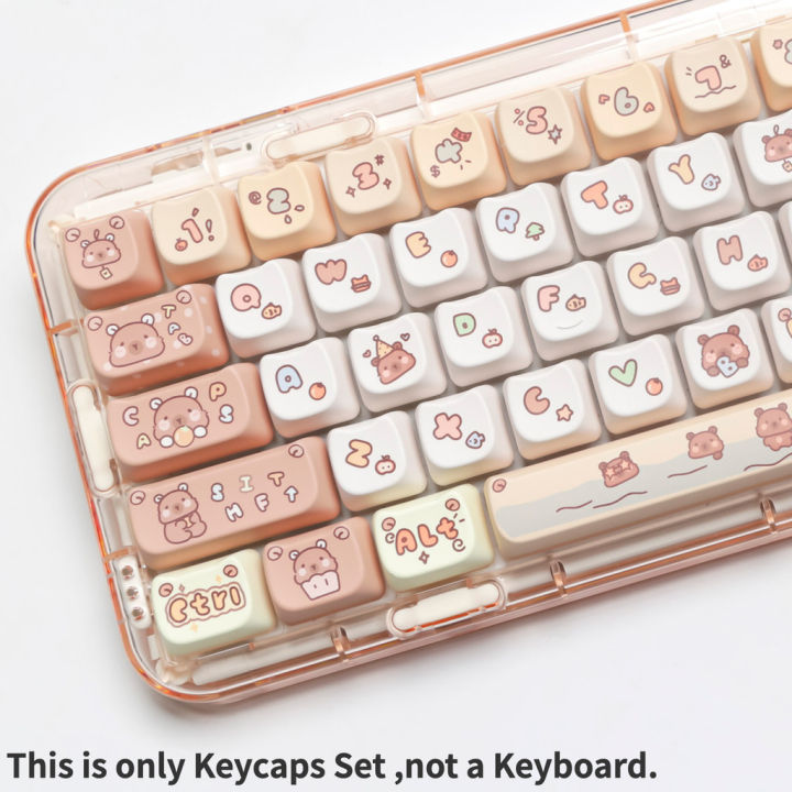PBT Materia Cartoon Animal Kitten Cute Keycaps MAO Height Dye ...