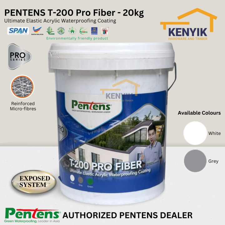 PENTENS 20kg T-200 Pro Fiber (Grey/White) (Ultimate Elastic Acrylic ...