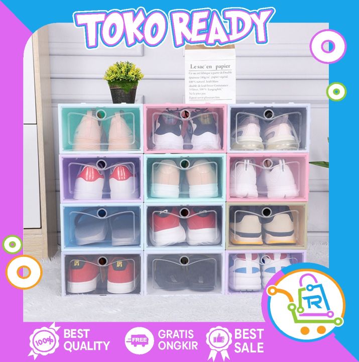 TOKOREADY R131 Kotak Sepatu Transparan Tebal Serbaguna Sandal Tempat ...