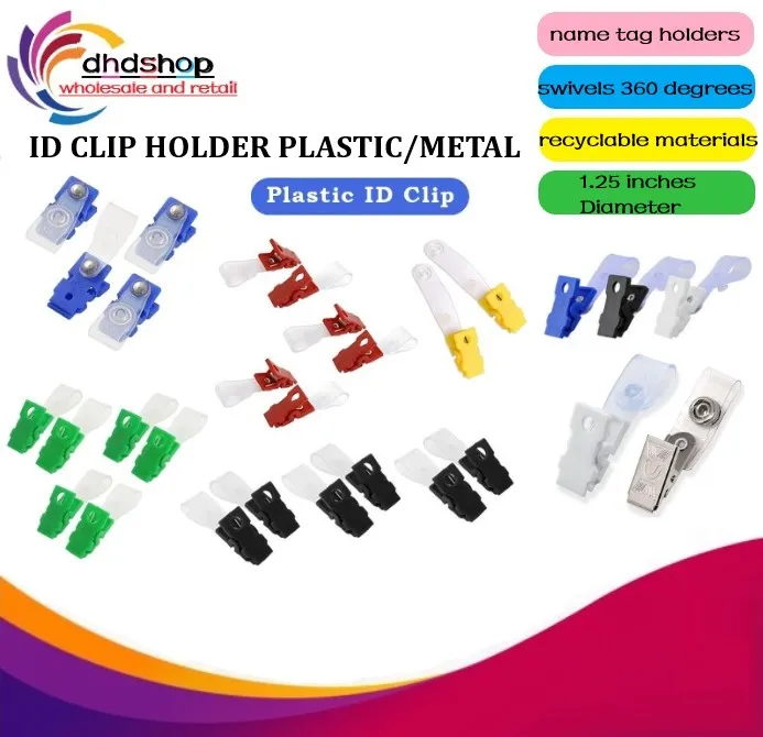 DHD (50pcs) ID Clip ID Badge Clip Recoil ID Badge Lanyard Name Tag Key ...