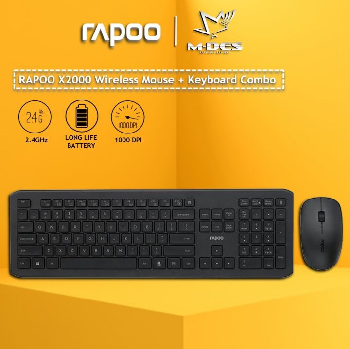 Rapoo X2000 2.4G Wireless Keyboard & Mouse Combo 106 Keys Chocolate ...