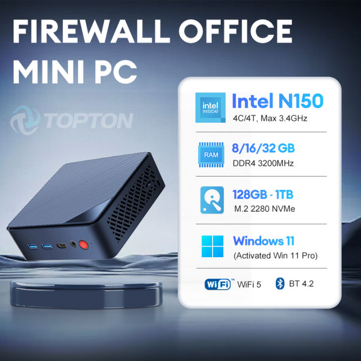 Topton Firewall Office Mini PC M5 Intel N150 N100 2xi226-V 2.5G LAN DDR4 3200MHz PCIE3.0x4 SSD ...