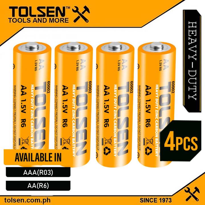 Tolsen 4pcs Heavy Duty Zinc Carbon Battery [ONLINE EXCLUSIVE] AAA(R03 ...