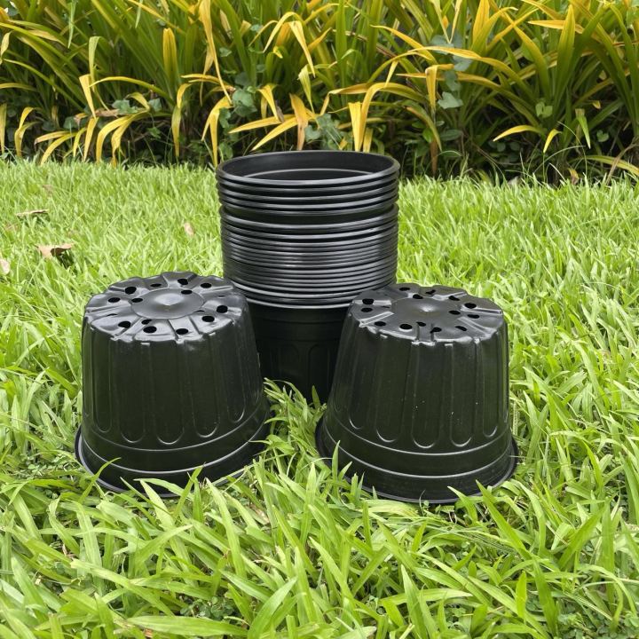 LHK 24pcs (21cm-32cm) Small Height PVC Pots/Black Soft Garden Pots ...