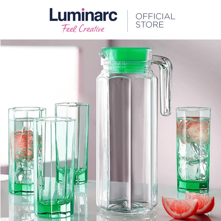 Luminarc Octime Green 5pc Water Set Drinkware Set Pitcher Set with ...