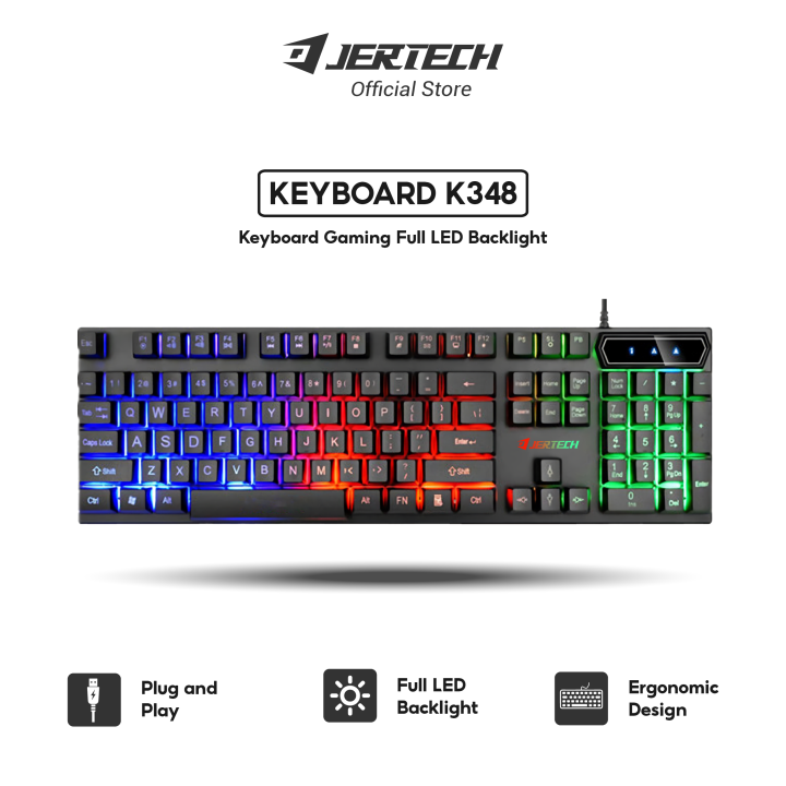 Jertech Keyboard Gaming Jertech K348 Full Led Backlight Lazada Indonesia