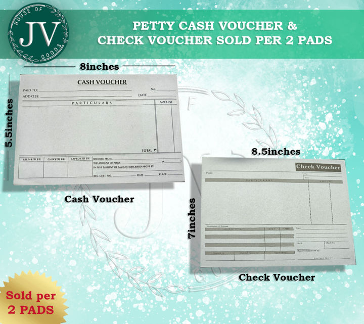 2pads Cash Voucher (8"x5.5") and Check Voucher (8.5"x7") | Lazada PH