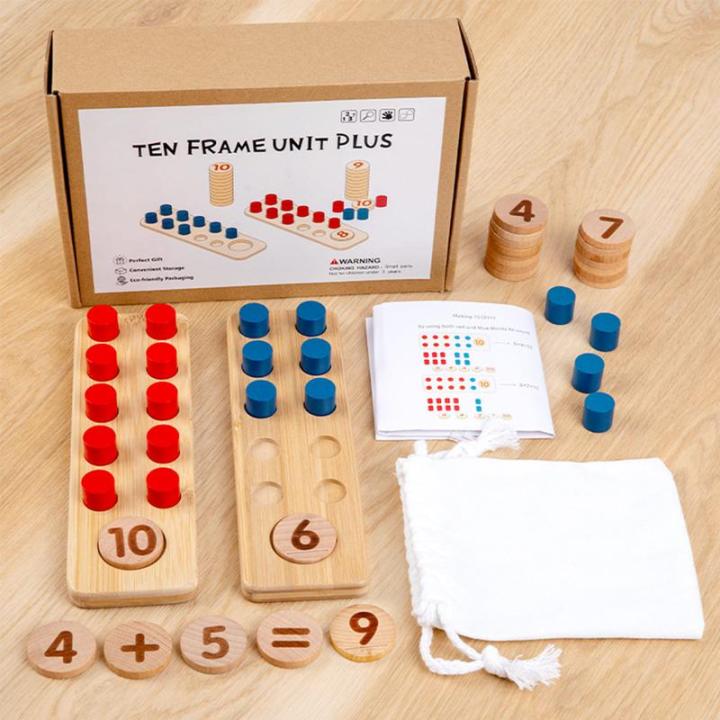 Wooden Ten-Frame Math Toys Montessori Ten Frames Counting Peg Board ...