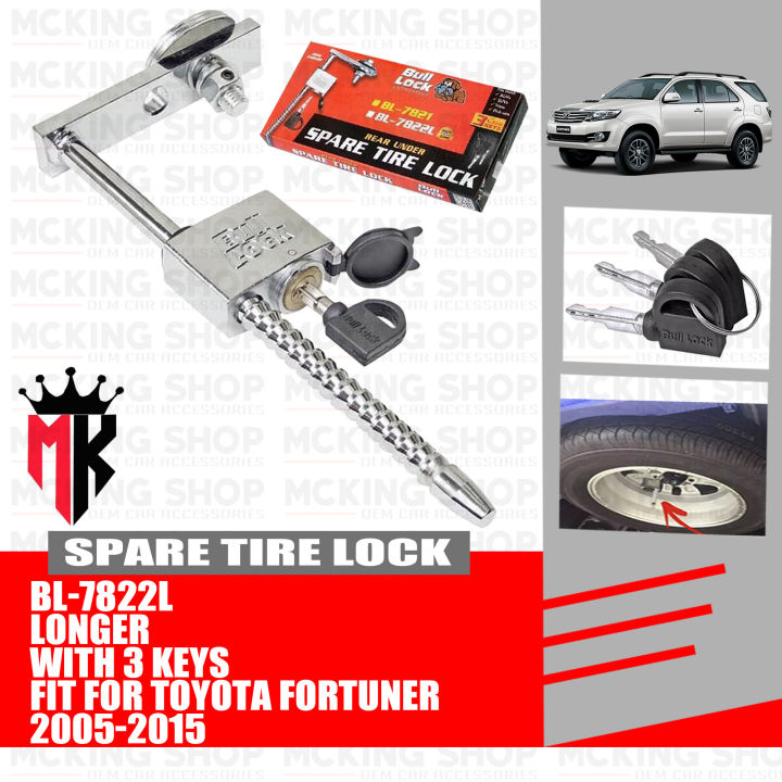 Toyota Fortuner 2005-2015 Spare Tire Lock Rear Under Anti Theft with 3 ...
